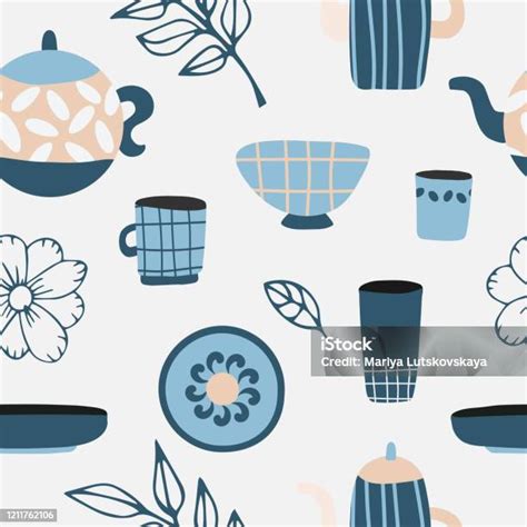 도자기 플랫 벡터 원활한 패턴 아름 다운 수제 도자기 감촉 세련 된 장식 액세서리 일러스트 창조적 인 벽지 디자인그래픽 디자인 종이 섬유 인쇄 페이지 채우기 공예에 대한