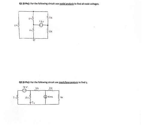 Solved Q1 6 Pts For The Following Circuit Use Nodal Chegg Com