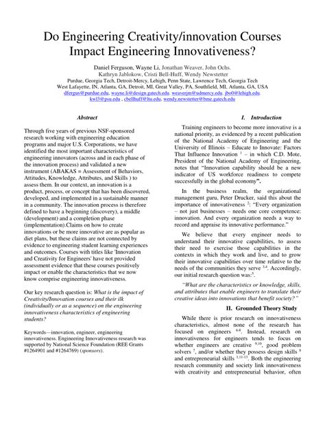 Pdf Do Engineering Creativity Innovation Courses Impact Engineering Innovativeness