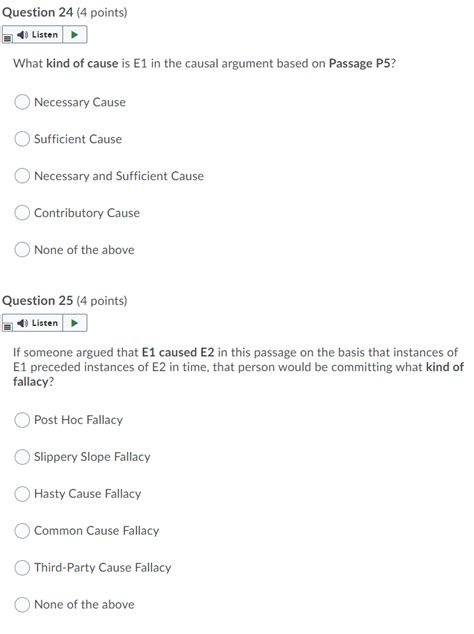 Part V Causal Arguments For Questions 22 25 Refer