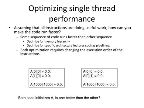 Ppt Optimizing Single Thread Performance Powerpoint Presentation