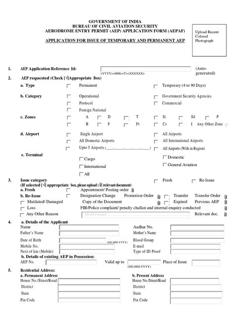Government Aep Application Form Pdf Travel Visa Airport