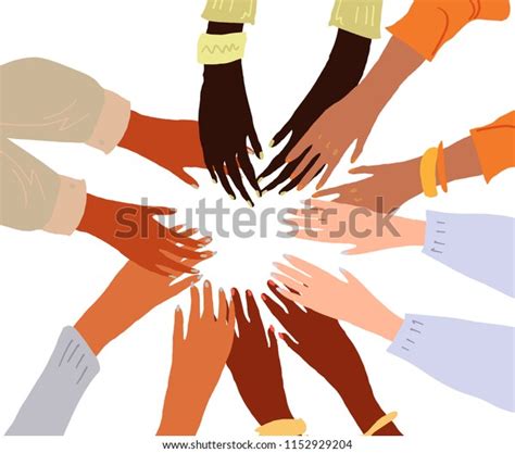 Illustration Peoples Hands Different Skin Color Stock Vector Royalty Free 1152929204