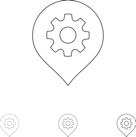 Gear Setting Location Map Bold And Thin Black Line Icon Set 13035076