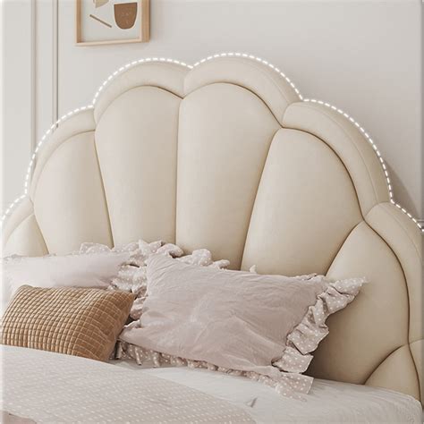 Figueroa Suede Fabric Flower Shaped Headboard Modern Bed Frame Casaspace