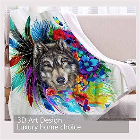 Blessliving Wolf Throw Blanket Ultra Plush Boho Wolves Fleece Blanket
