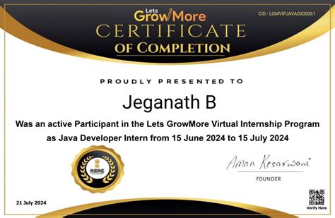 Jeganath B On Linkedin Java Internship Letsgrowmore