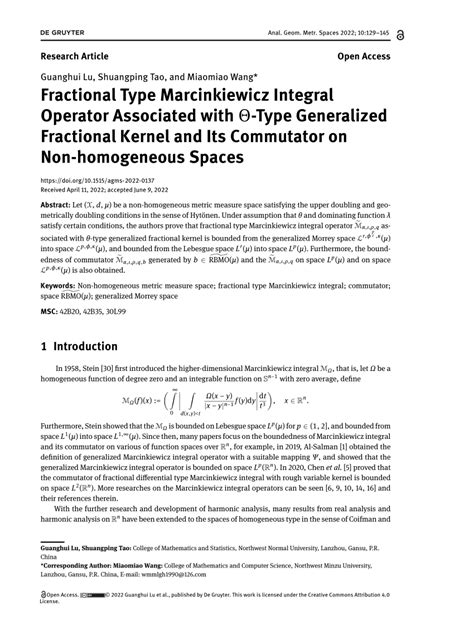 Pdf Fractional Type Marcinkiewicz Integral Operator Associated With Θ