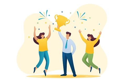 성공적인 사업가는 승리를 축하하고 컵 우승자를 승리합니다 플랫 2d 문자입니다 웹 디자인에 대한 개념 경쟁에 대한 스톡 벡터 아트 및 기타 이미지 Istock