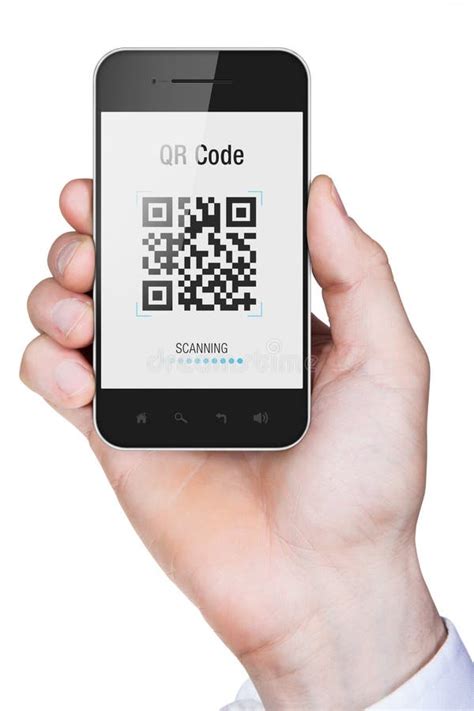 Businessman Hand Holding A Mobile Phone With Qr Code On Screen Stock