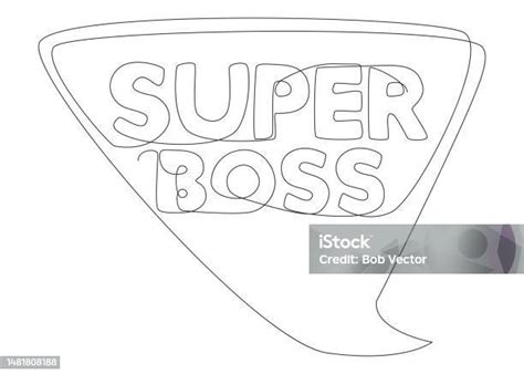 슈퍼 보스 텍스트가 있는 한 줄의 연속 말풍선 얇은 선 그림 벡터 개념입니다 윤곽 그리기 창의적인 아이디어 강사에 대한 스톡
