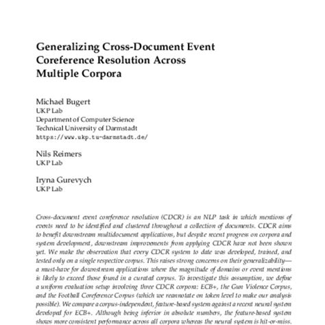 Generalizing Cross Document Event Coreference Resolution Across