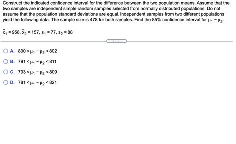 Solved Construct The Indicated Confidence Interval For The