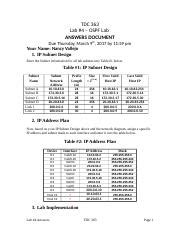 TDC Lab Answers Docx TDC Lab OSPF Lab ANSWERS DOCUMENT Due Thursday March
