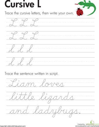 Cursive L Worksheet Education Com Cursive Handwriting Practice Cursive Handwriting