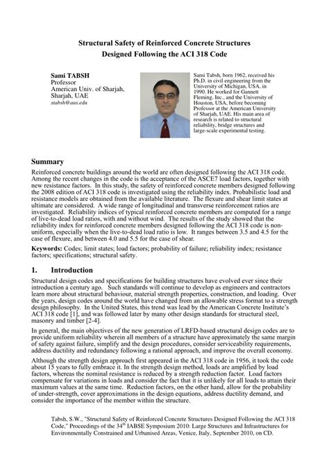 Pdf Structural Safety Of Reinforced Concrete Structures Designed Following The Aci 318 Code