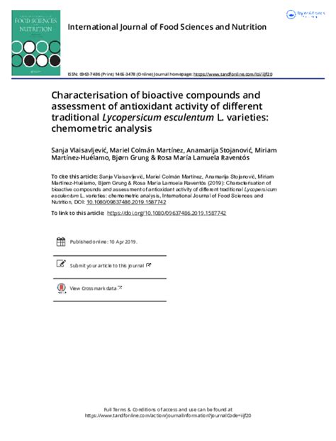 Pdf Characterisation Of Bioactive Compounds And Assessment Of Antioxidant Activity Of