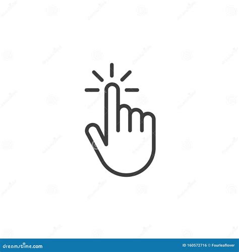 Click Hand Outline Icon Linear Style Sign Stock Vector Illustration