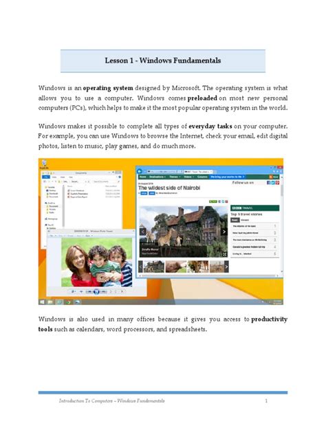 Lesson 1 Windows Fundamentals Pdf Window Computing Microsoft