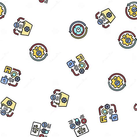 Business Process Efficiency Seamless Pattern Vector Stock Illustration Illustration Of Icons