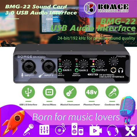 Bomge Bmg22 Usb Audio Interface 2i2 24 Bit192 Khz 48v Phantom