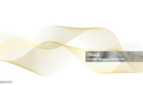 디자인을 위한 추상 금 그라데이션 웨이브 요소 디지털 주파수 트랙 이퀄라이저 양식화된 라인 아트 배경입니다 벡터 그림입니다 혼합 도구를 사용하여 만든 선으로 물결 모양 곡선