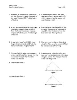 Trig Word Problems By Barry Tutoring Handouts Teachers Pay Teachers