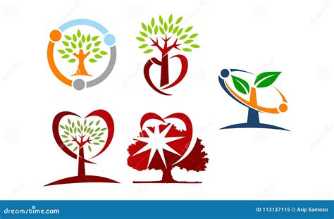 Tree Of Success Template Set Stock Vector Illustration Of Plant Gain