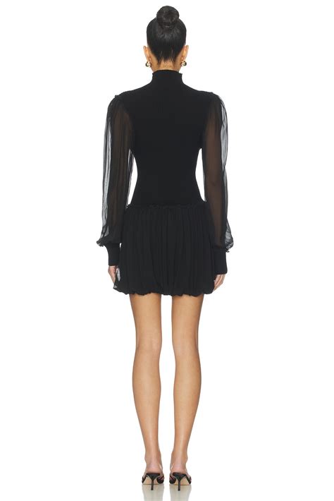 Frame Sheer Sleeve Dress In Black Revolve