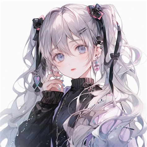 Premium Photo Anime Girl With Long White Hair And Blue Eyes Wearing A
