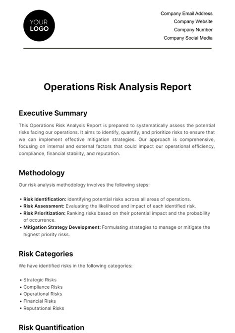 Free Operations Risk Analysis Report Template To Edit Online