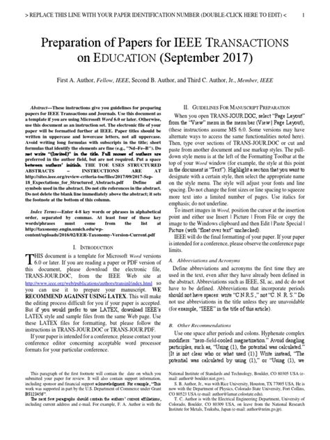 2017 Dec 21 Template Instructions Ieee Transactions On Education Pdf