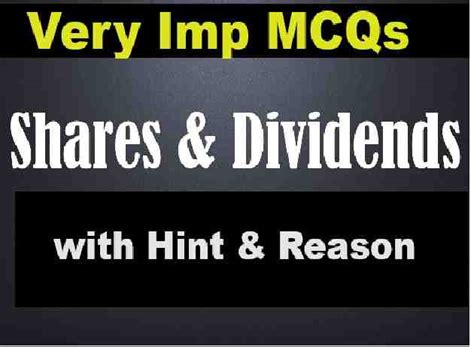 Shares And Dividend Mcqs Rs Aggarwal Class 10 Goyal Brothers Icse Maths Solutions Icsehelp