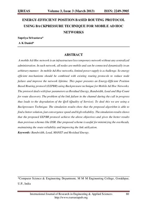 Pdf Energy Efficient Position Based Routing Protocol Using