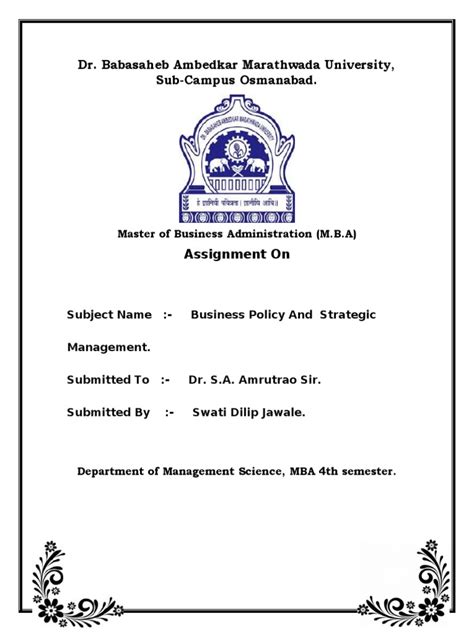 Assignment Front Page Pdf
