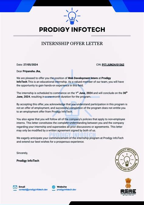 Priyanshu Jha On Linkedin Webdevintern Prodigyinfotech Grateful Excited Neverstoplearning