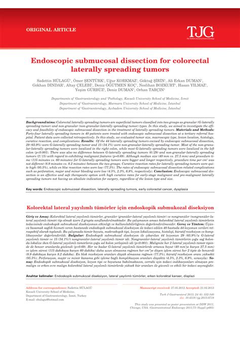Pdf Endoscopic Submucosal Dissection For Colorectal Laterally Spreading Tumors