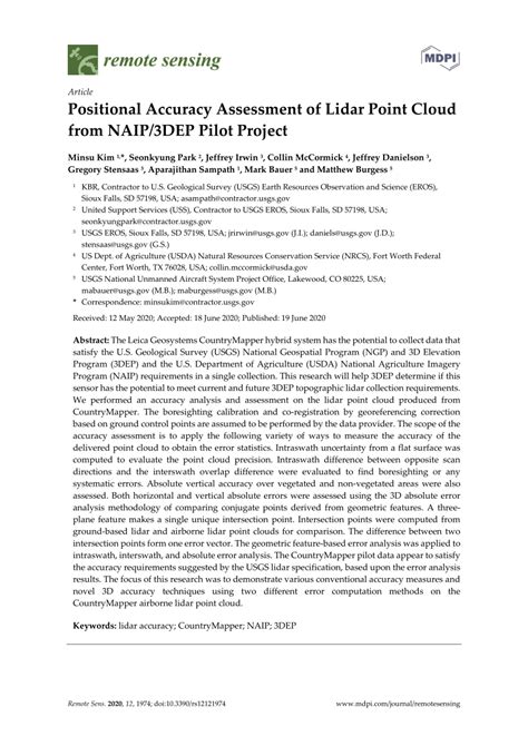 Pdf Positional Accuracy Assessment Of Lidar Point Cloud From Naip