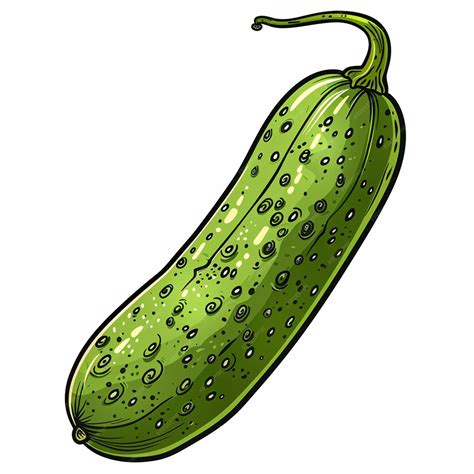Un Dibujo De Un Pepino Con Un Fondo Verde Vector Premium