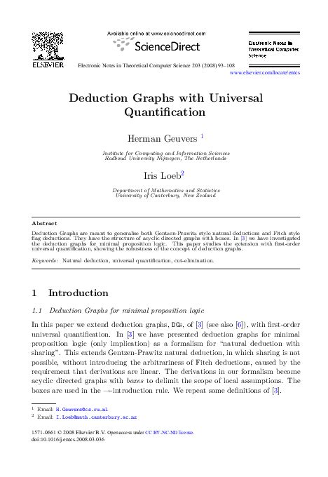 Pdf Deduction Graphs With Universal Quantification
