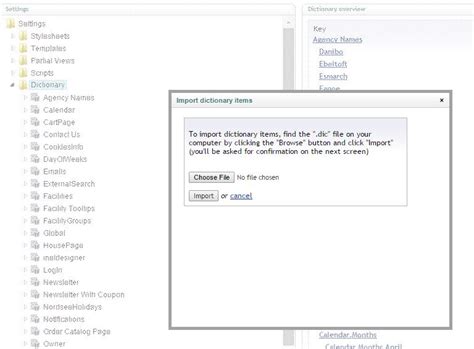 Export Import Dictionary Items