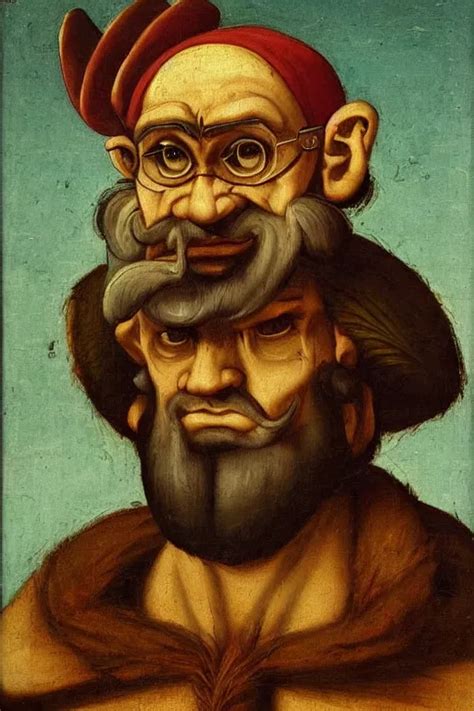 Renaissance Oil Painting Of Dr Neo Cortex By Leonardo Stable