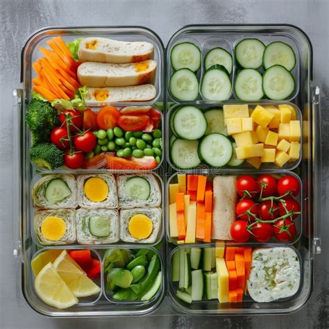 Healthy Lunch Box Filled With Tasty Nutritious Food For School Stock