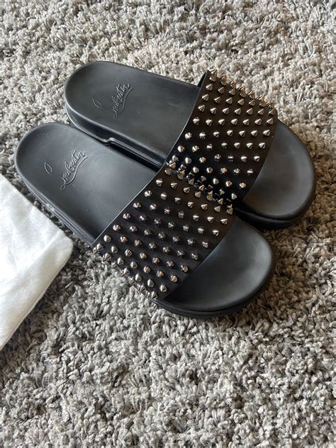 Christian Louboutin Christian Louboutin Spiked Leather Slides Grailed