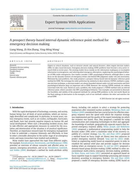 Liang Wang Zi Xin Zhang Ying Ming Wang A Prospect Theory Based