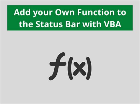 add your own function to the status bar in excel computergaga