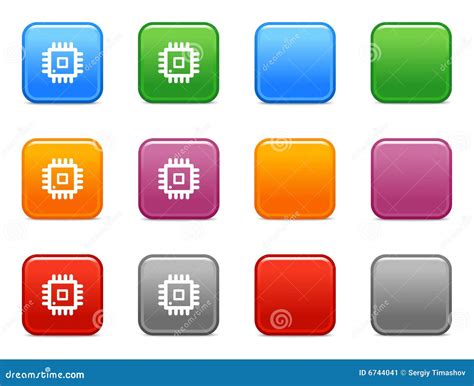 Botones Con El Icono De La Cpu Ilustración Del Vector Ilustración De