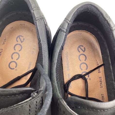 Ecco Mens Soft Black Leather Wingtip Dress Shoes Siz Gem