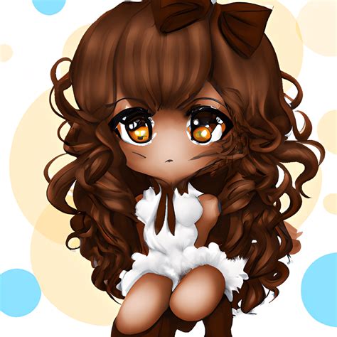 Cute Brown Skin Anime Girl With Big Glittering Eyes Long · Creative Fabrica