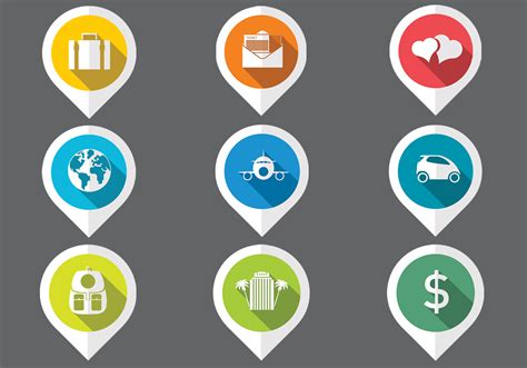 Flat Map Pointer Travel Icons Psd Set Free Photoshop Brushes At